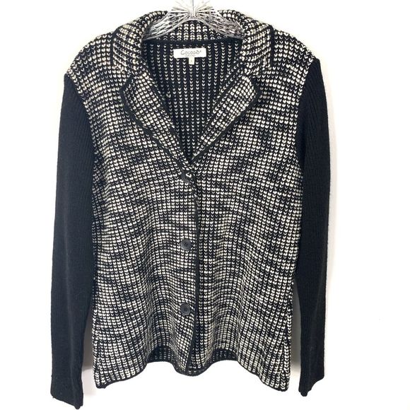 cocogio | Sweaters | Cocogio Knit Cardigan Sweater Italy Black White L ...